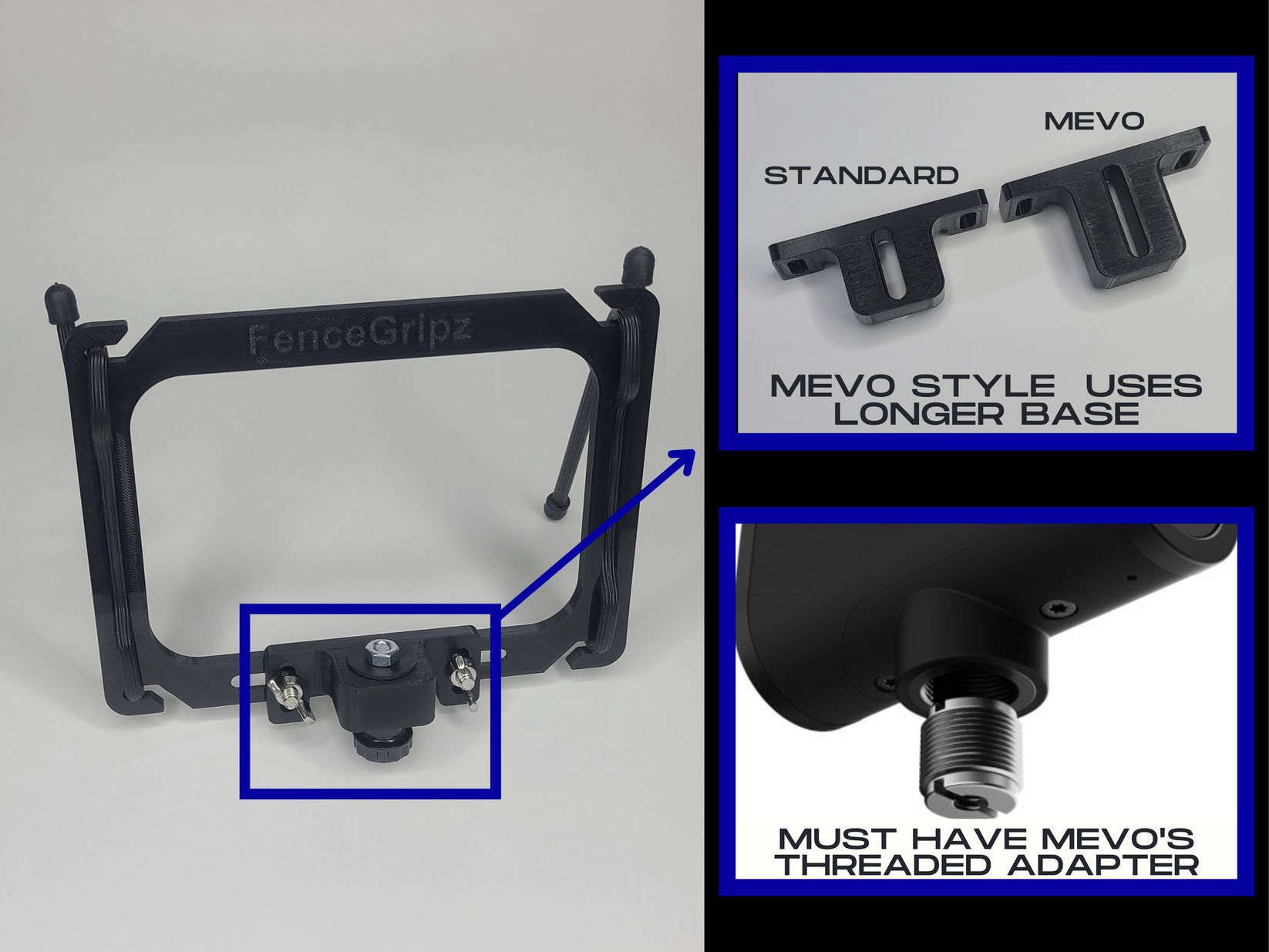 Mevo Start fence mount for baseball, softball, and tennis – FenceGripz